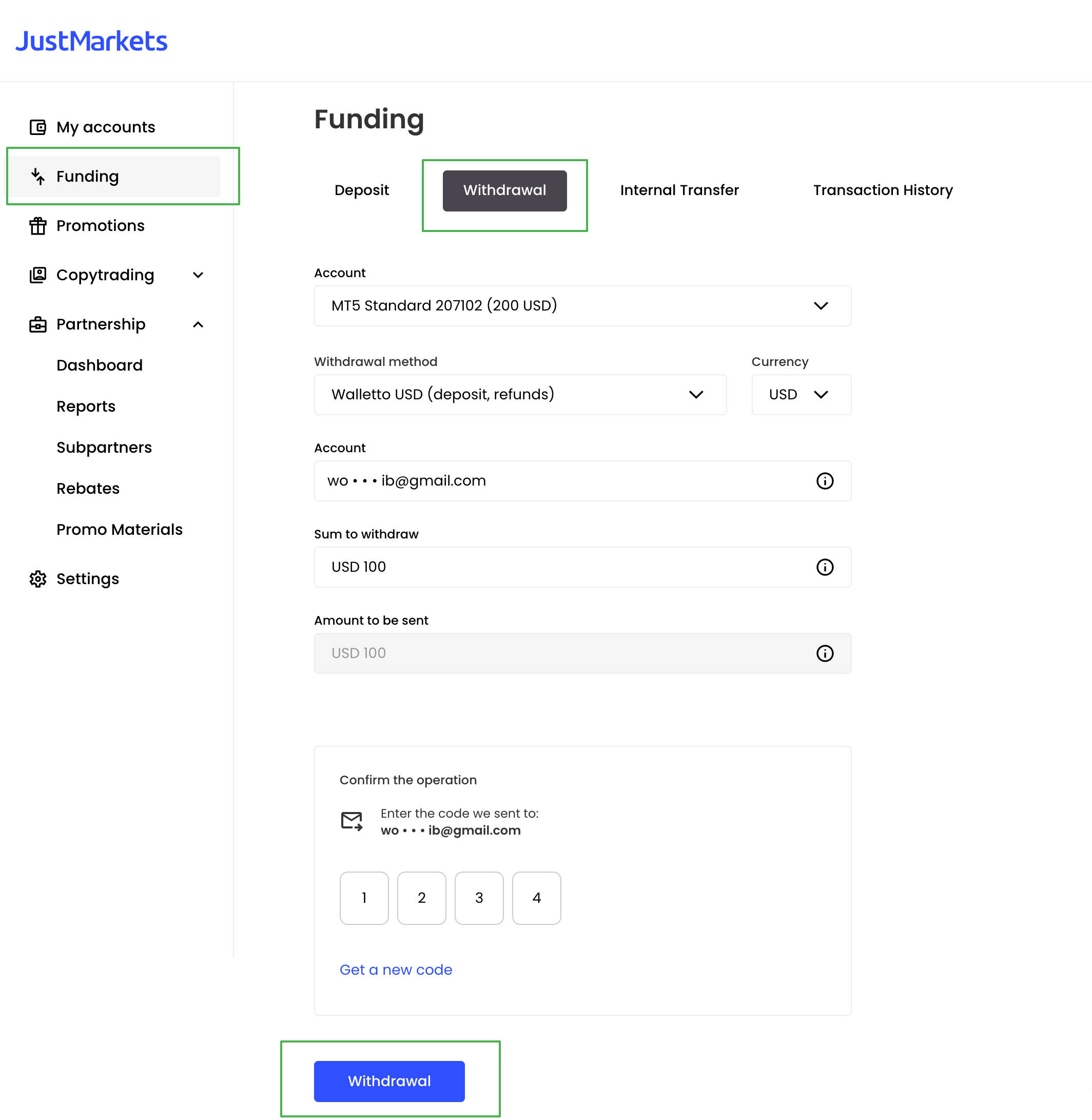 How to withdraw your partner commission – JustMarkets Help Center