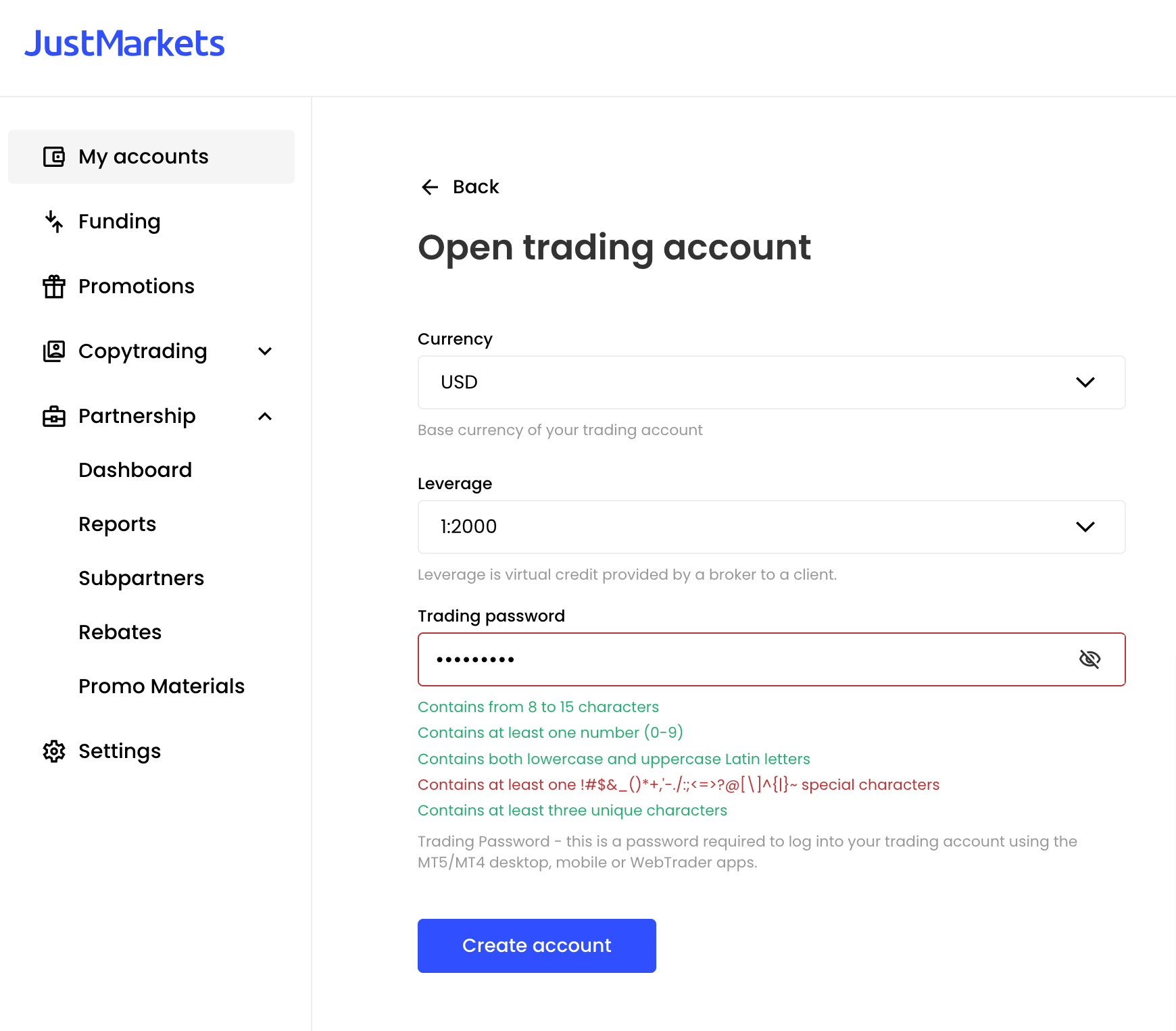How to Create a Trading Account? – JustMarkets Help Center